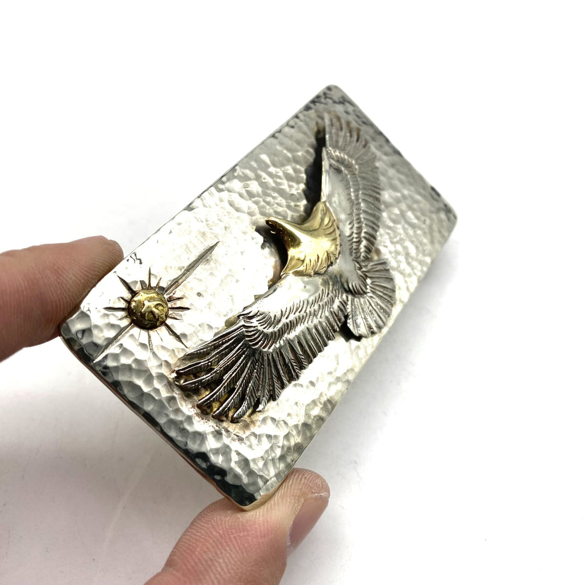 Handmade Hammered Eagles Buckle Solid Brass Belt Buckles Gold Harley ...