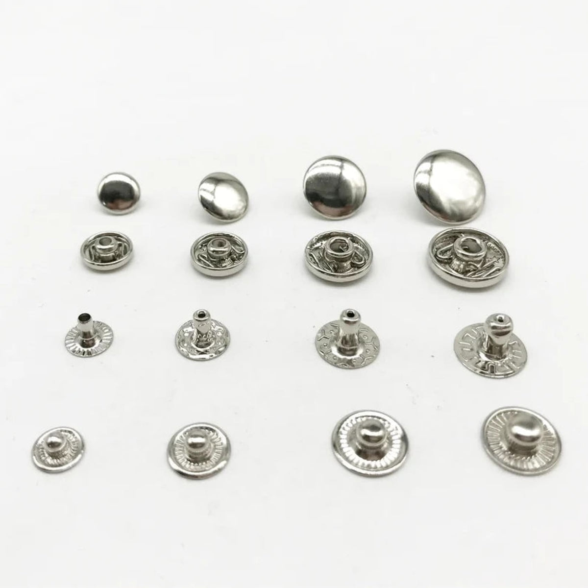 8/10/12.5/15mm Silver Plated Brass Snap Button Leather Craft Fastener ...