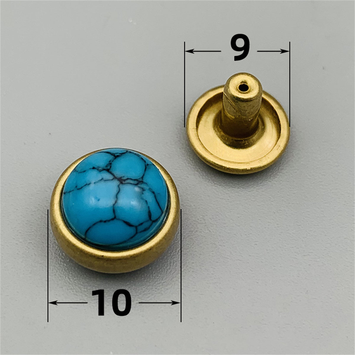 6/8/10mm Brass Turquoise Rivets,Red/Black/Blue Stone Studs,10mm Rapid ...