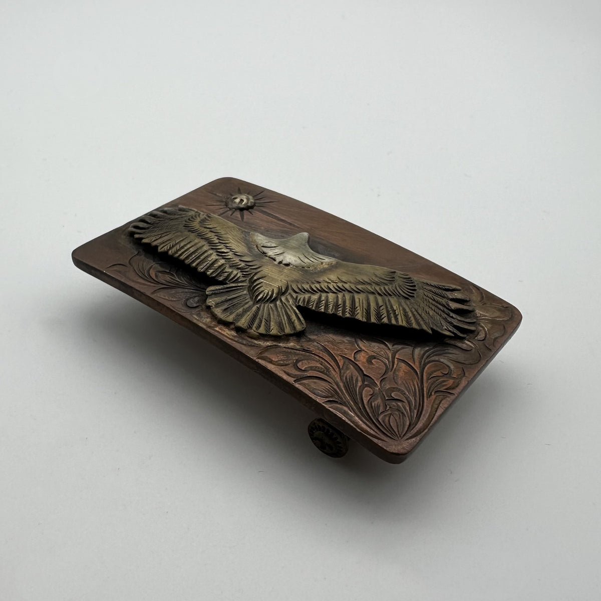 Hand Flower Carved Eagle Copper Buckle Customized Mark&Name Engrave Se ...