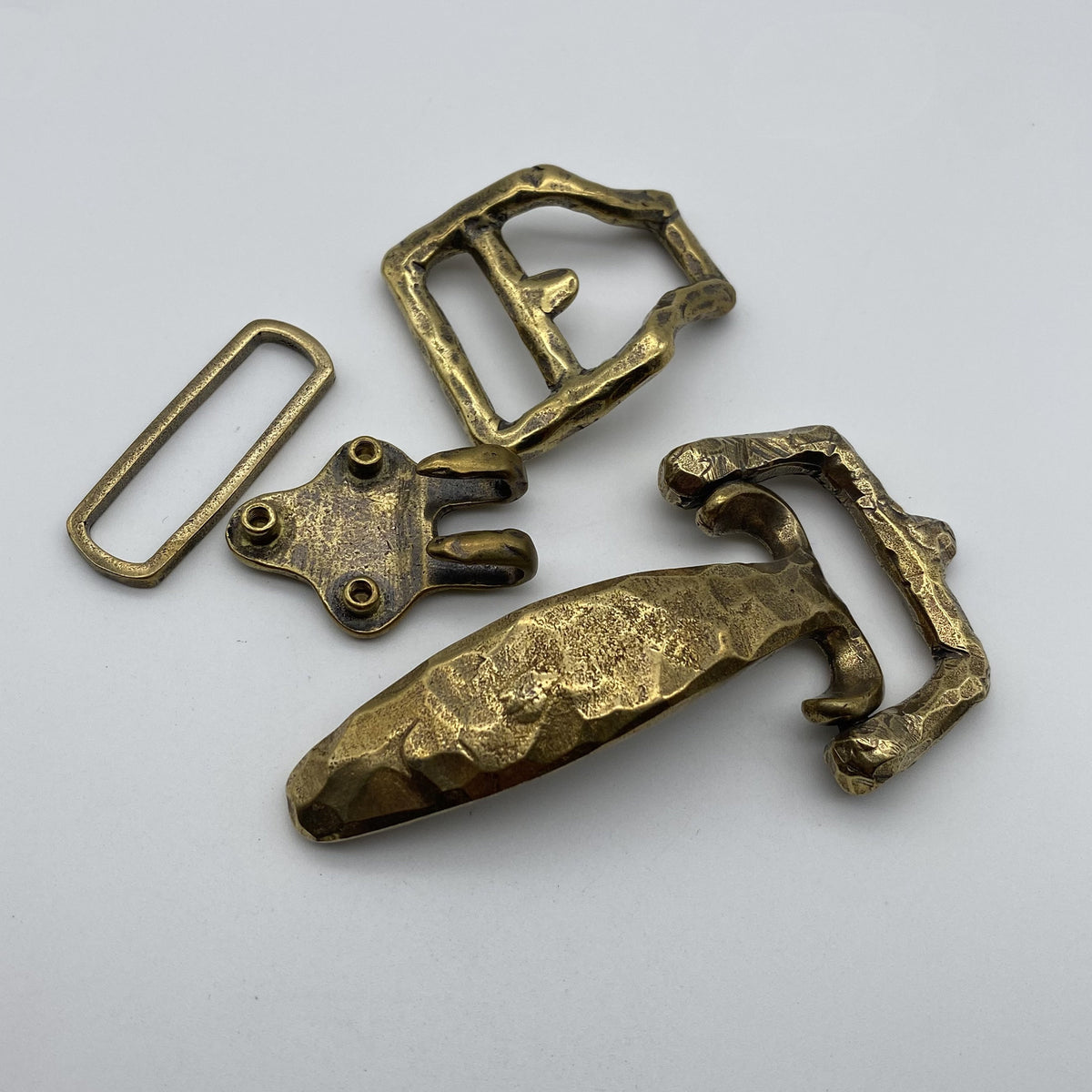 Hand-Hammered Brass Belt Hardware Set,Artisan-Made cavalry buckle ...