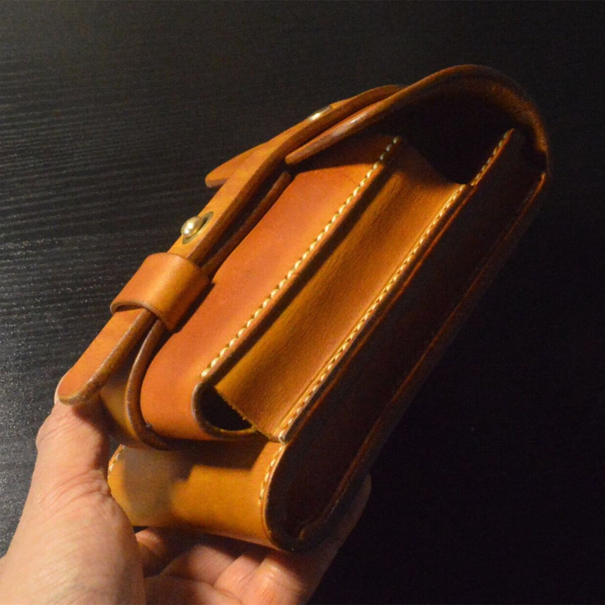 Amekaji Waist Bag Handmade Leather Bag Motorcyclist Tools Bag – Metal ...
