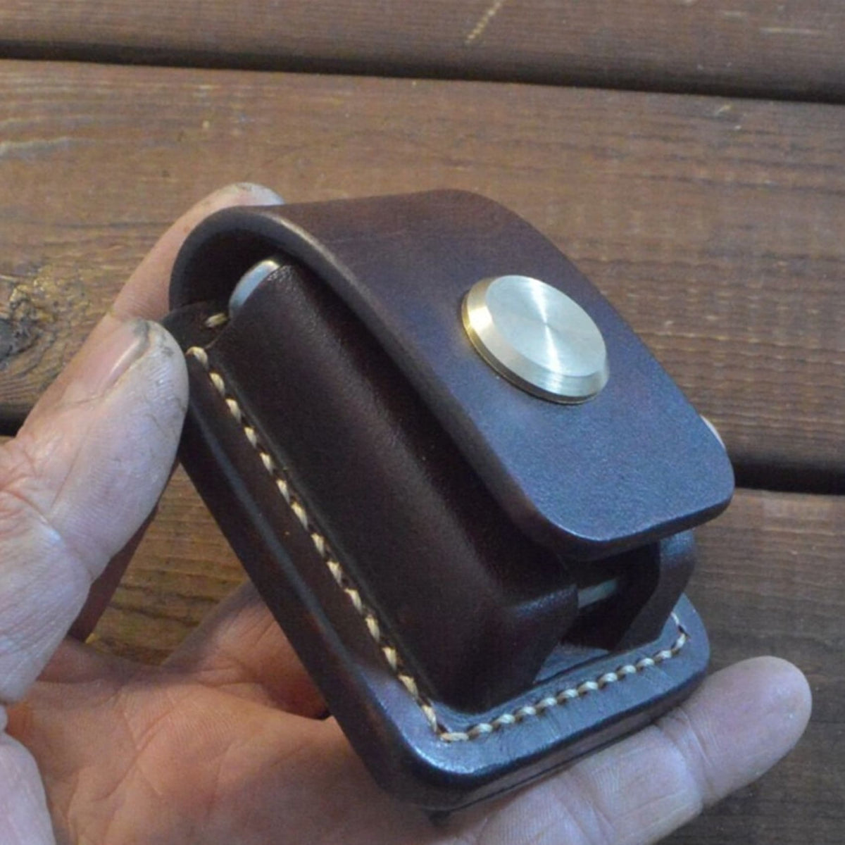Handmade Leather Zippo Case Belt Keychain Design Lighter Cover – Metal ...