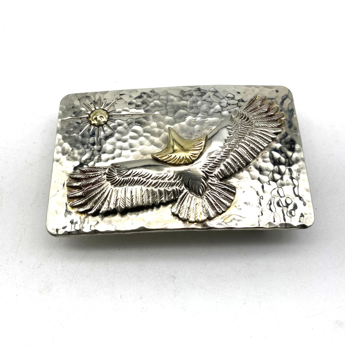 Handmade Hammered Eagles Buckle Solid Brass Belt Buckles Gold Harley ...