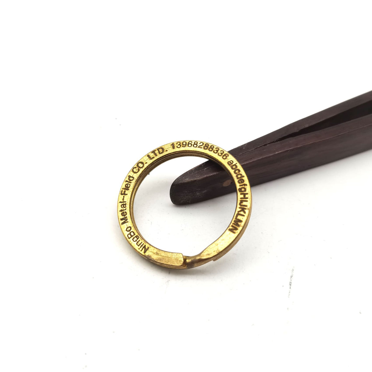 Personalized Text/Logo Split Key Ring Brass Connectors Flat Keyring Bi ...